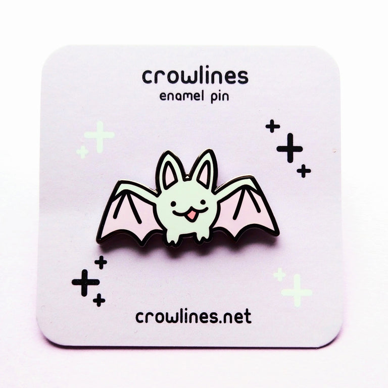 White Bat Enamel Pin | crowlines