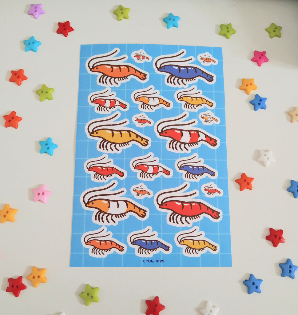 Shrimp Sticker Sheet | crowlines